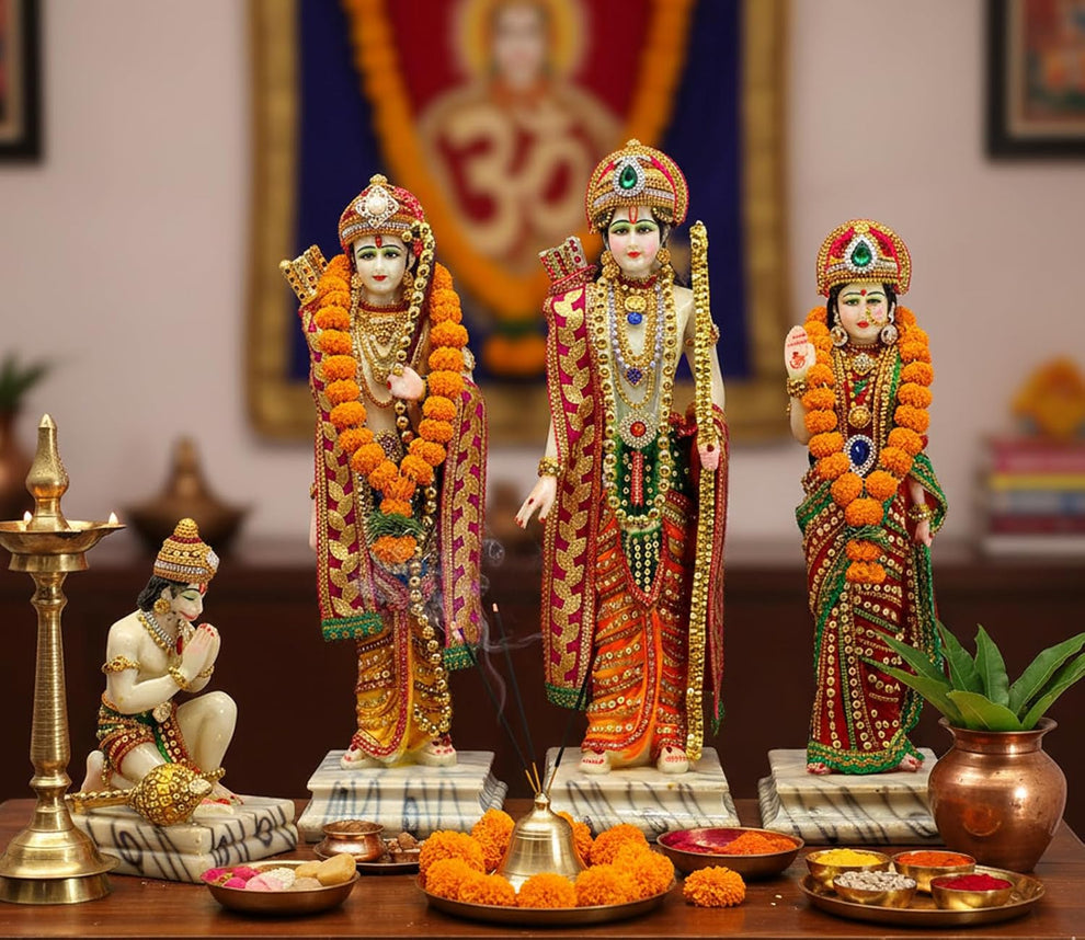 Ram Darbar Brass Idol Set – Lord Ram Family Statue for Temple – Luxeberry